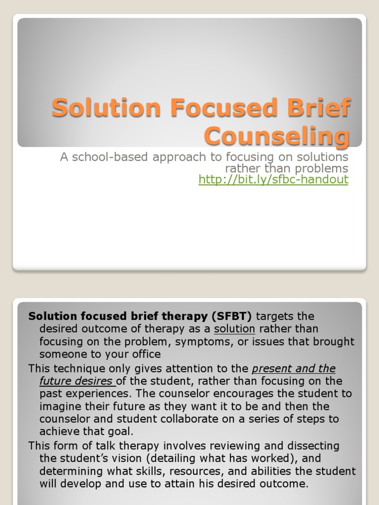 Solution Focused Brief Counseling | PDF | School Counselor | Learning
