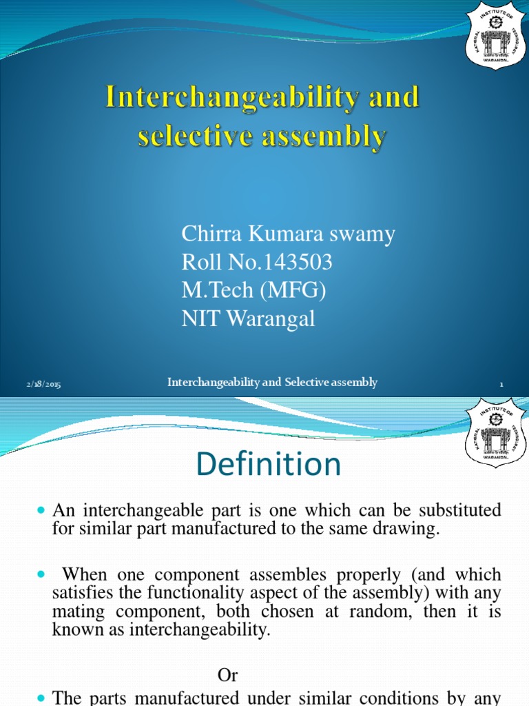 Interchangeability and selective assembly | Engineering Tolerance ...