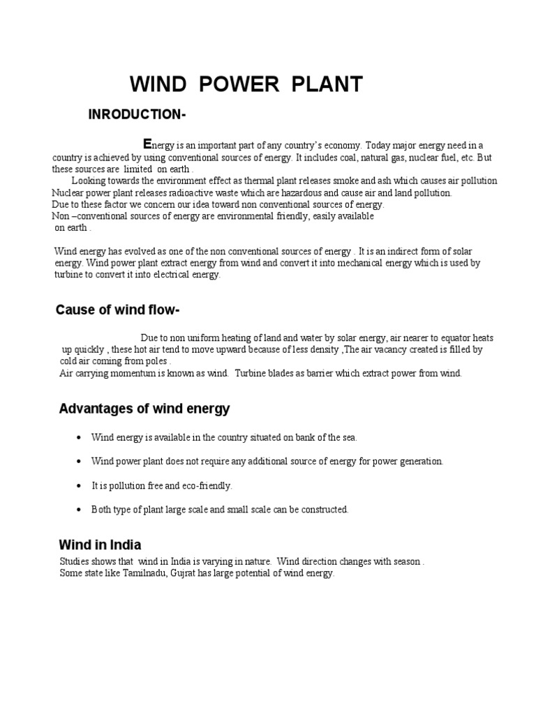 Wind Power Plant Project PDF | PDF | Wind Power | Energy Development