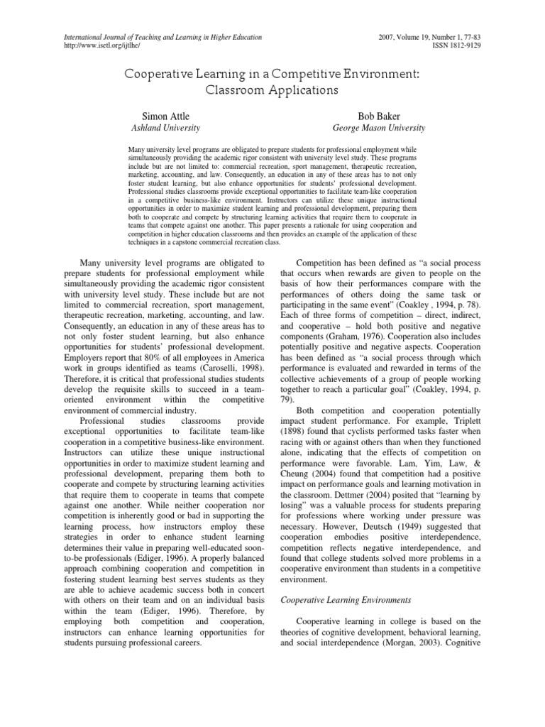 Cooperative Learning PDF | PDF | Strategic Management | Competition