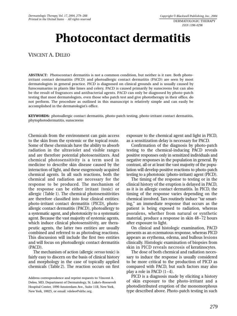 Photocontact Dermatitis: Abstract | PDF | Ultraviolet | Allergy