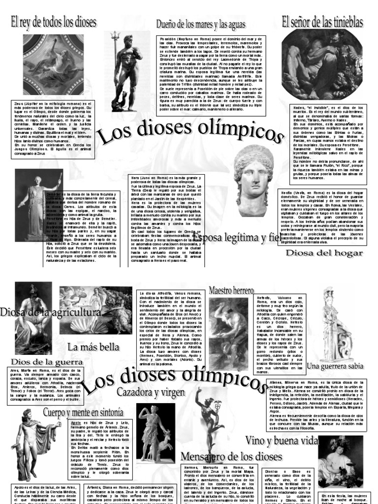 Dioses Olc3admpicos Ficha Completa | PDF | Zeus | Hera