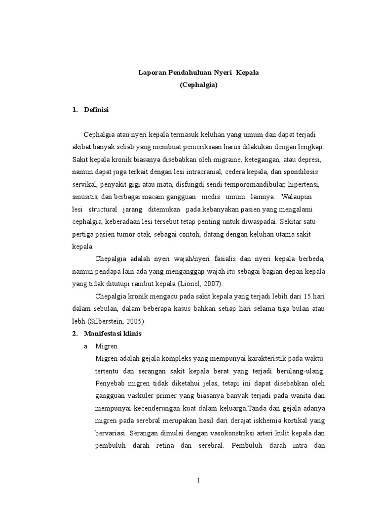 Nyeri Kepala Cephalgia | PDF
