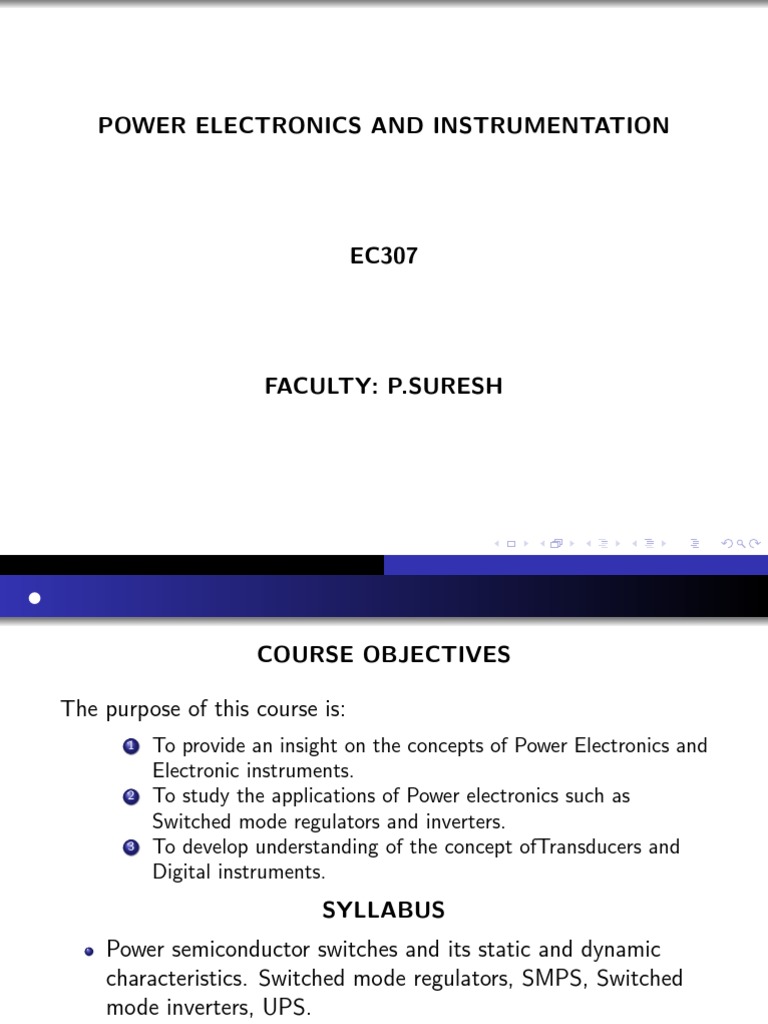 Lecture1 Syllabus Intro | PDF | Power Electronics | Transistor