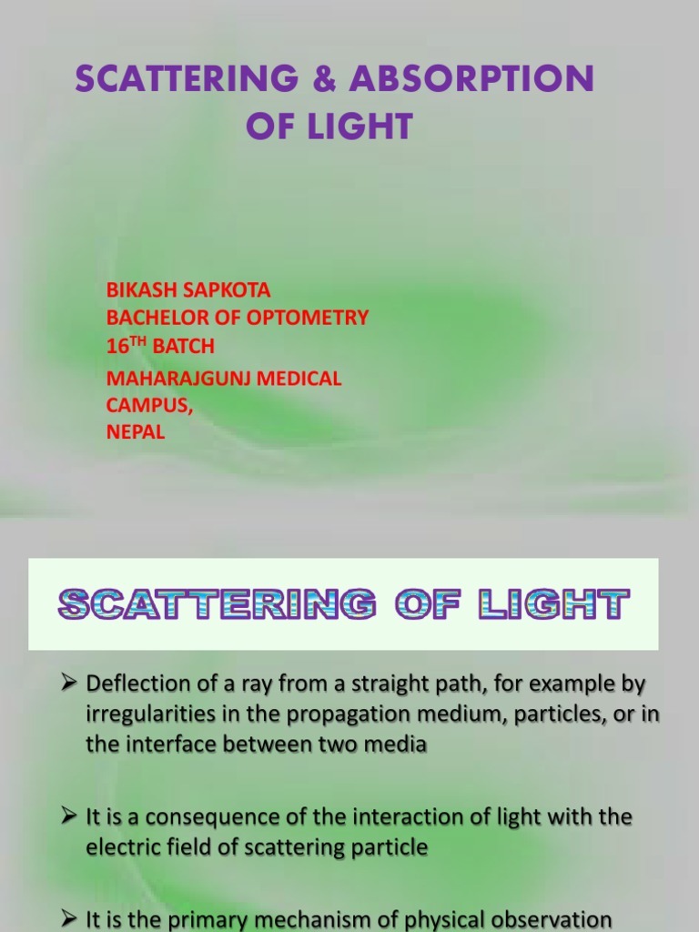 Scattering and Absorption of Light | PDF | Scattering | Sunset