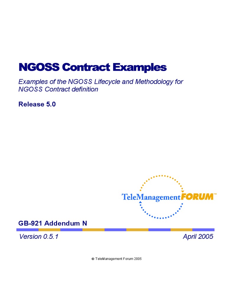NGOSS Contract Examples - GB921N - R5-0 - v0-5!1!2005 | PDF | Business ...