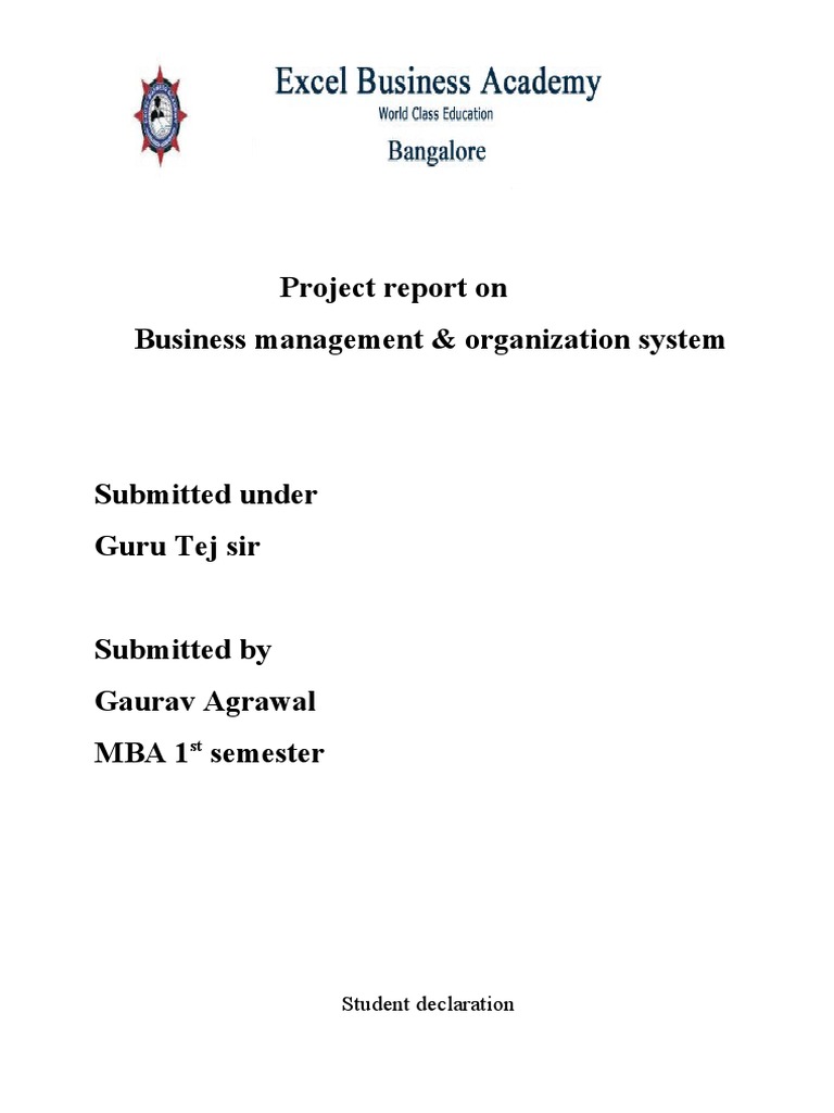 Business Management Project Report | PDF | Business | Corporations