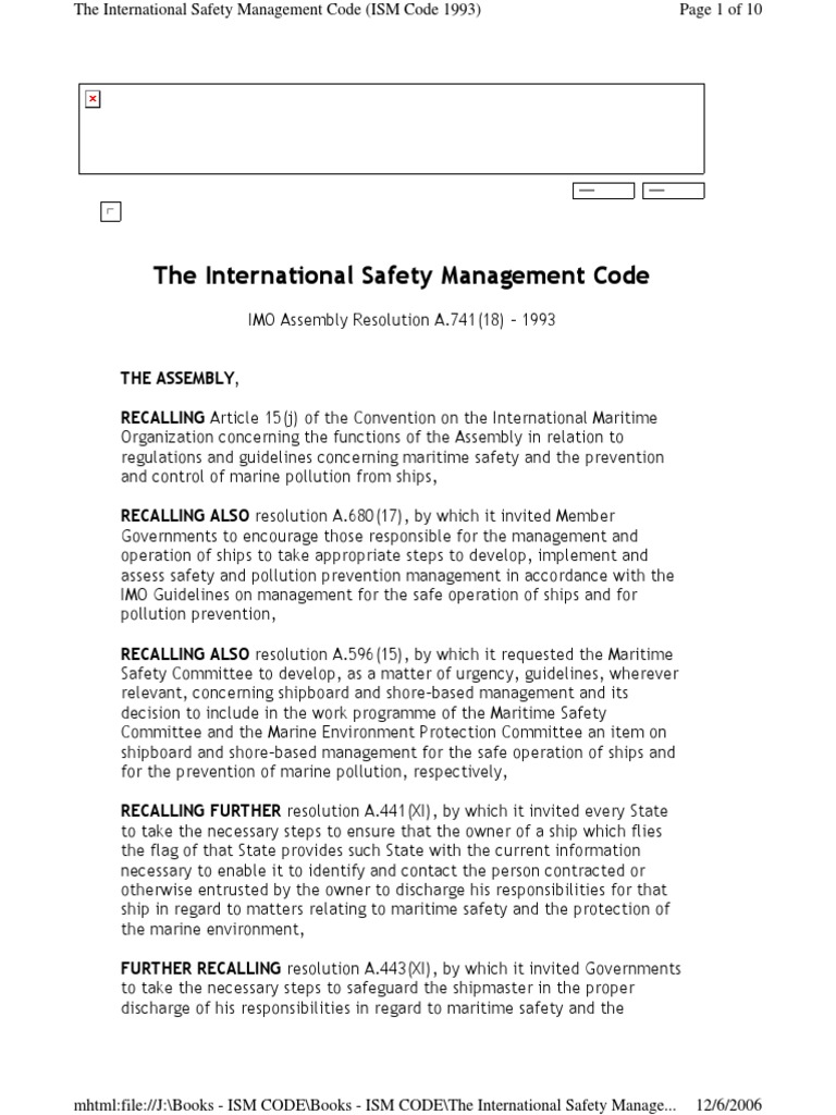 Ism Code 1993 - Books | PDF | Safety | Environmental Protection