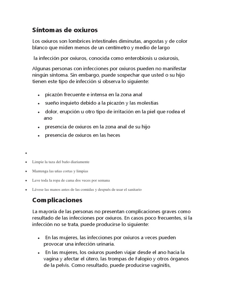 Síntomas de Oxiuros | PDF | Pomelo | Medicamentos con receta