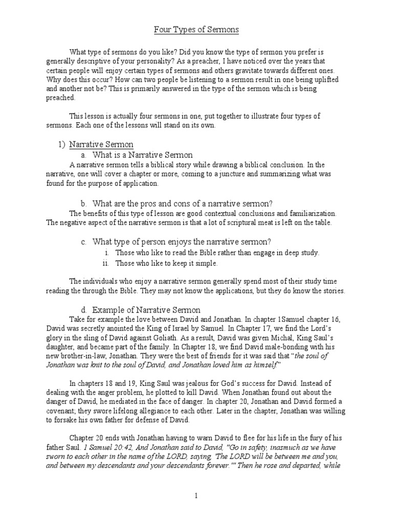 Four Sermon Types Explained | PDF | David | Saul