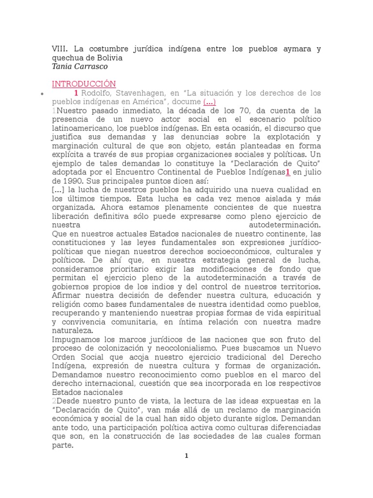 La Costumbre Jurídica Indígena Entre Los Pueblos Aymara y Quechua de ...