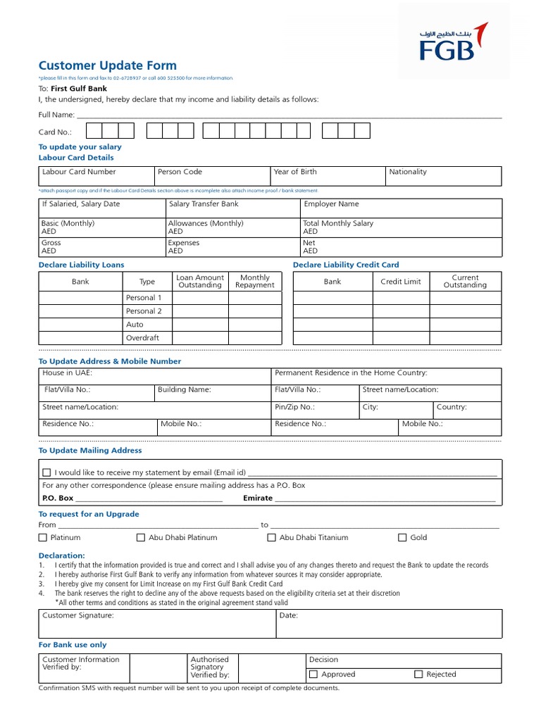 Credit Card - Customer Detail Update Form PDF | PDF | Credit Card ...