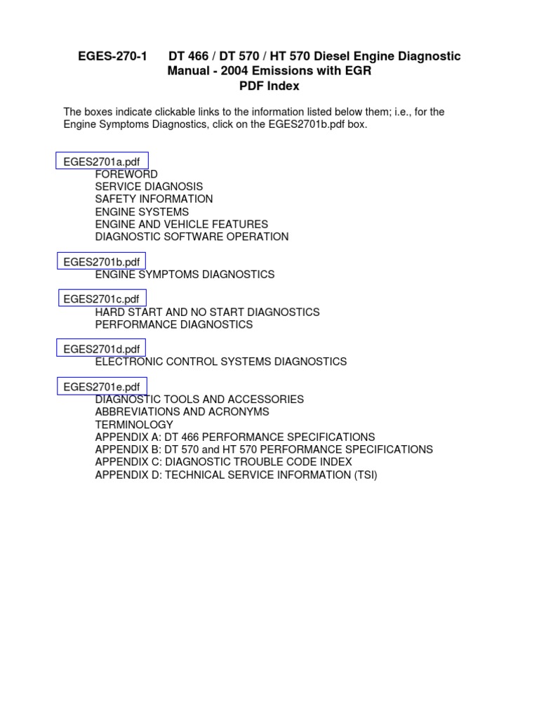 DT 466 / DT 570 Diesel Engine Diagnostic Manual | PDF | Turbocharger ...