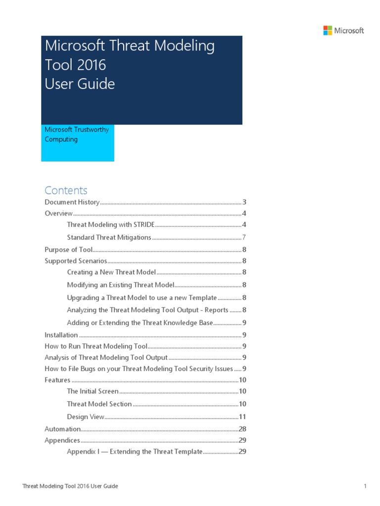 Threat Modeling Tool 2016 User Guide | PDF | Threat (Computer ...