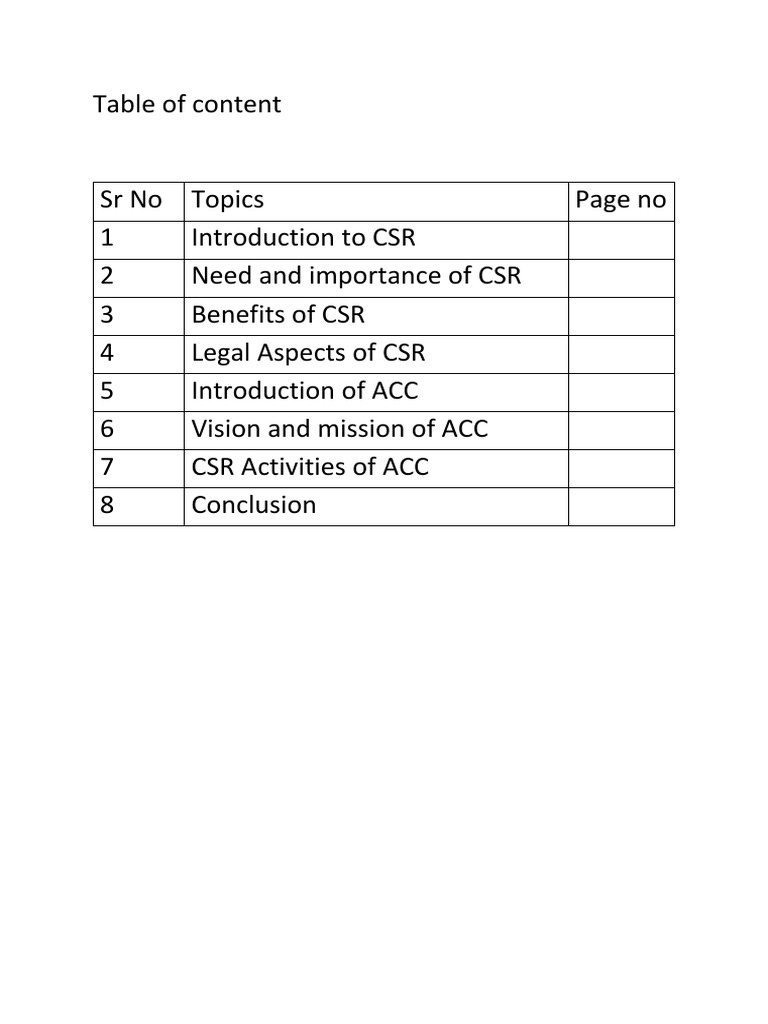A Project Report On CSR Activities by ACC | PDF | Corporate Social ...