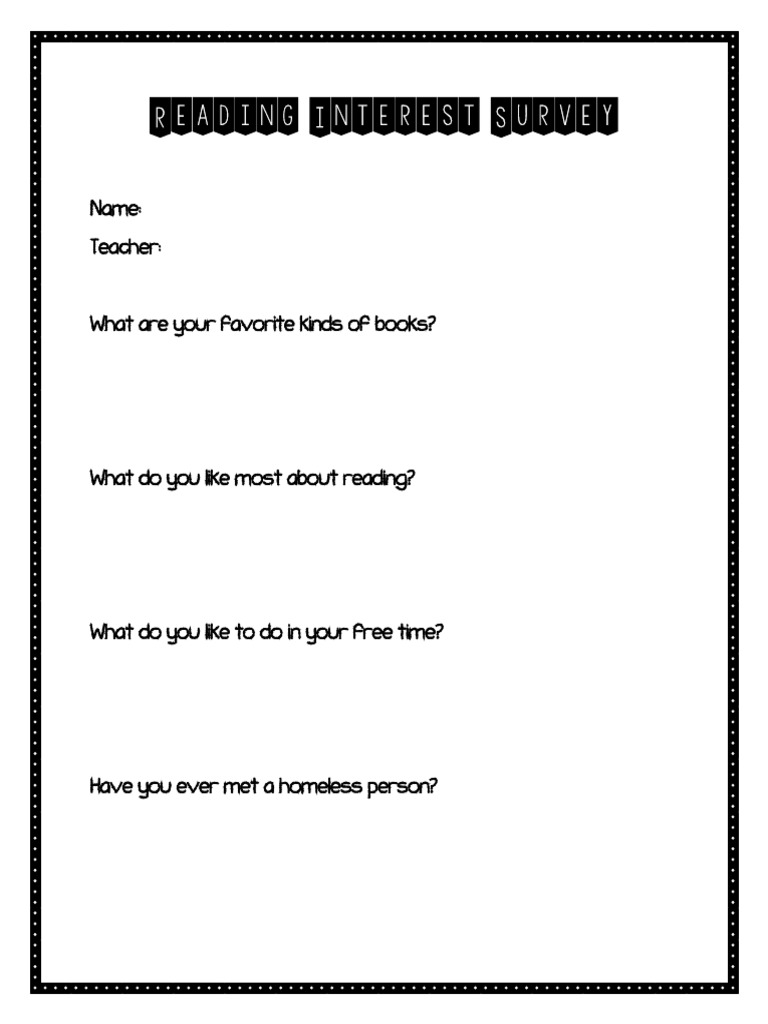 Reading Interest Survey | PDF