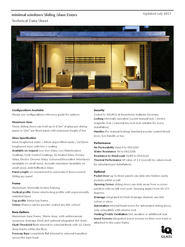 IQ Glass - Sliding Glass Doors - Product Specification Sheet 2017 | PDF ...