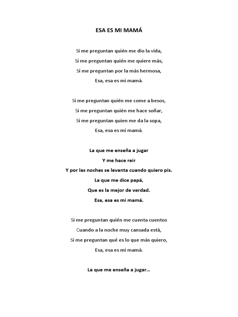 Esa Es Mi Mamá Letra Pdf