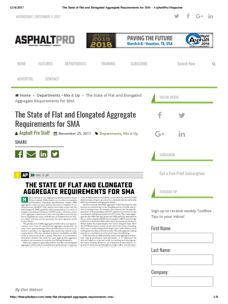 The State of Flat and Elongated Aggregate Requirements For SMA ...