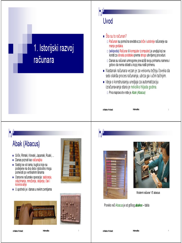 01-Razvoj Racunara I Osnovni Pojmovi | PDF