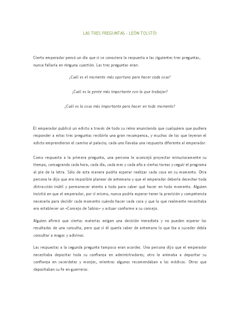 Las Tres Preguntas | PDF | Ermitaño