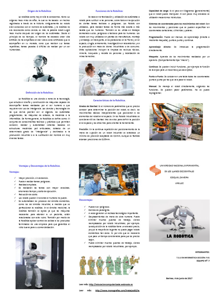 Triptico Robotica | PDF | Robot | Robótica