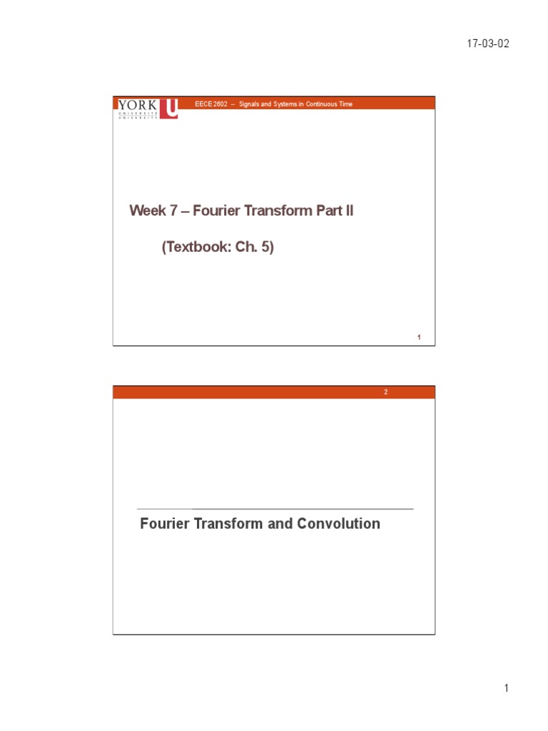 Week 7 - Fourier Transform Part II (Textbook: Ch. 5) | PDF | Fourier ...