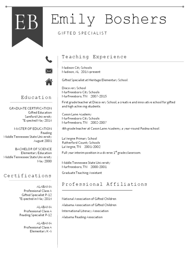 Emily Resume Gifted Practicum2 | PDF