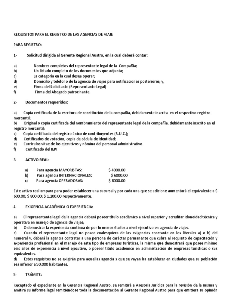 Registro y Permisos para Agencias de Viaje | PDF | Turismo | Propiedad