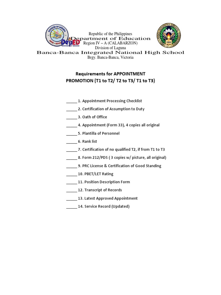 Promotion Requirements for Teachers | PDF