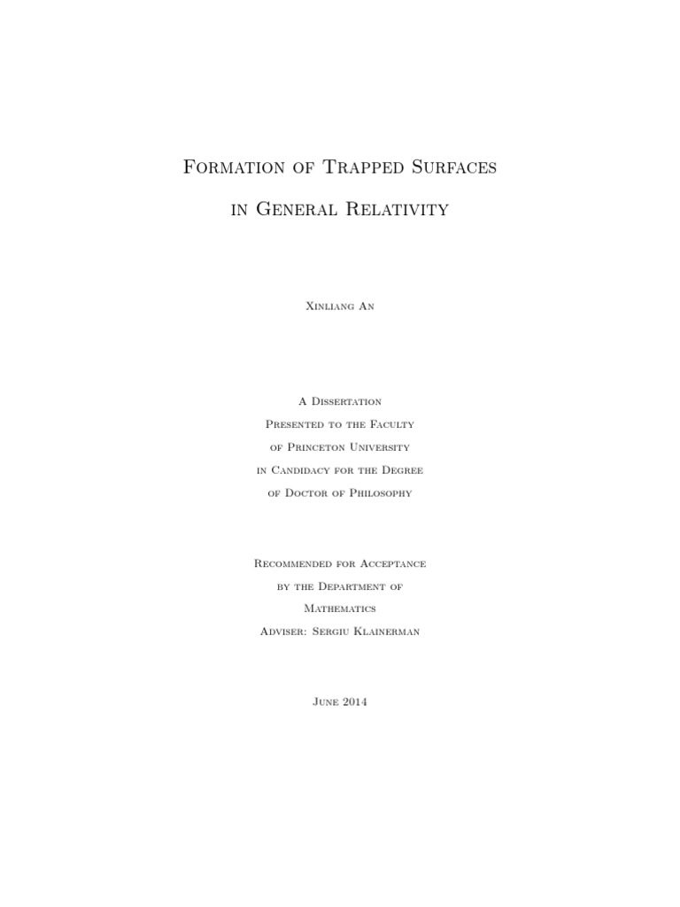 Formation of Trapped Surfaces in General Relativity | PDF | Spacetime ...