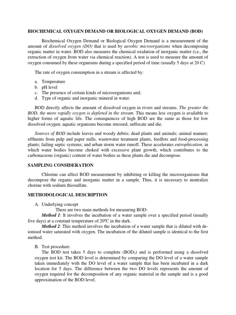 BOD Measurement and Test Procedures | PDF | Organic Matter | Water
