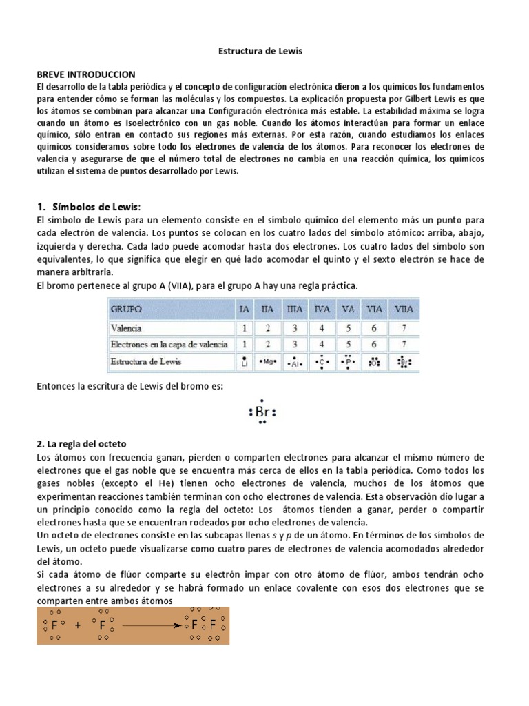 Estructuras de Lewis y Carga Formal | PDF | Enlace químico | Valencia ...