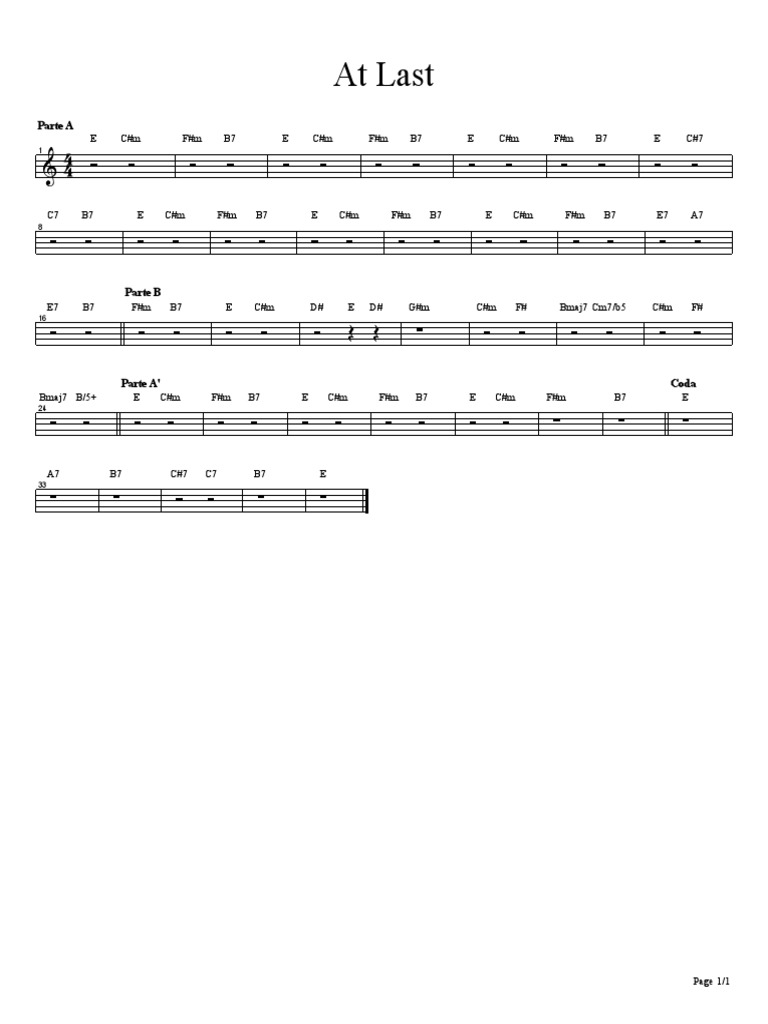 At Last Chords and Sheet Music | PDF