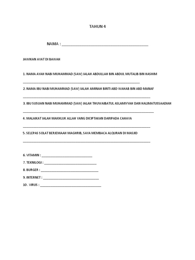Tahun 4 Jawikan | PDF