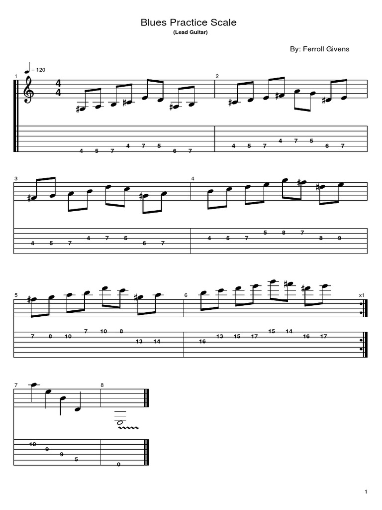 Blues Practice Scale | PDF | Guitars | Guitar Family Instruments