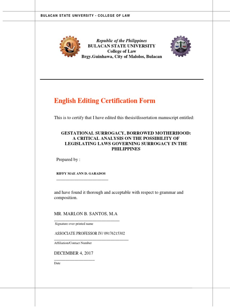 Certificates. Thesis | PDF | Juris Doctor | Thesis