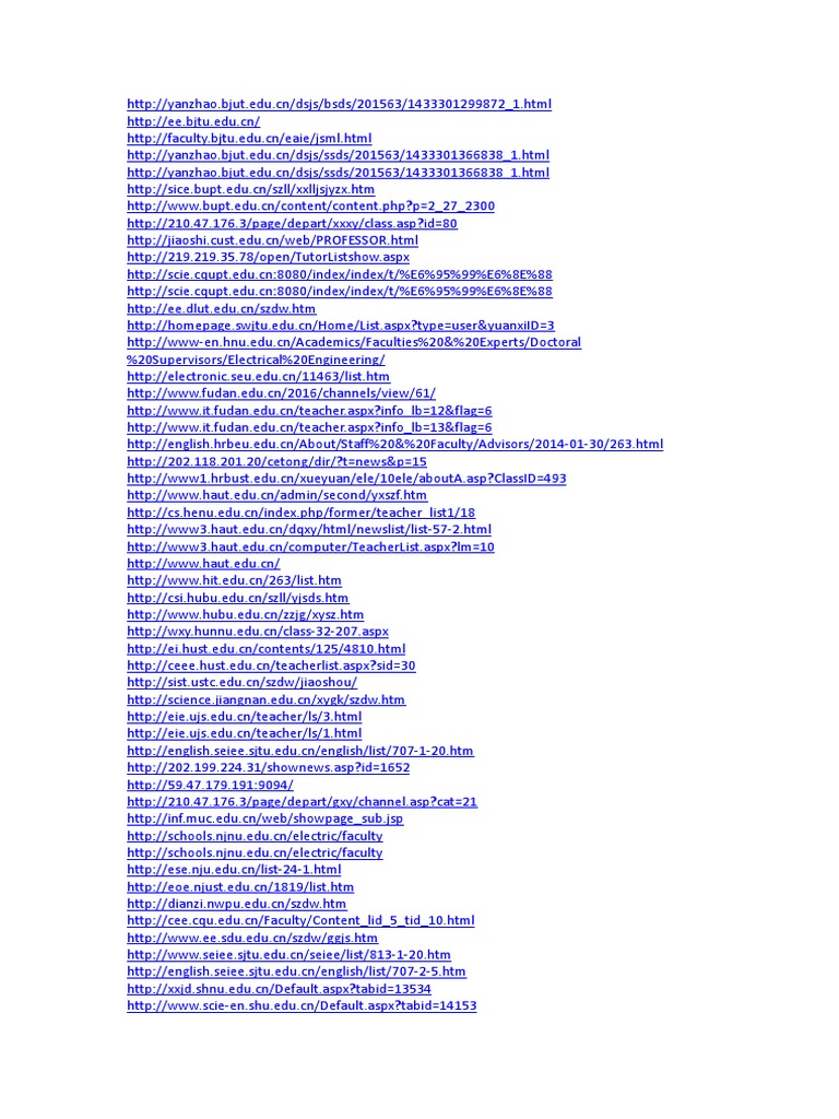 Chinese University Faculty List Related To Electrical Engineering