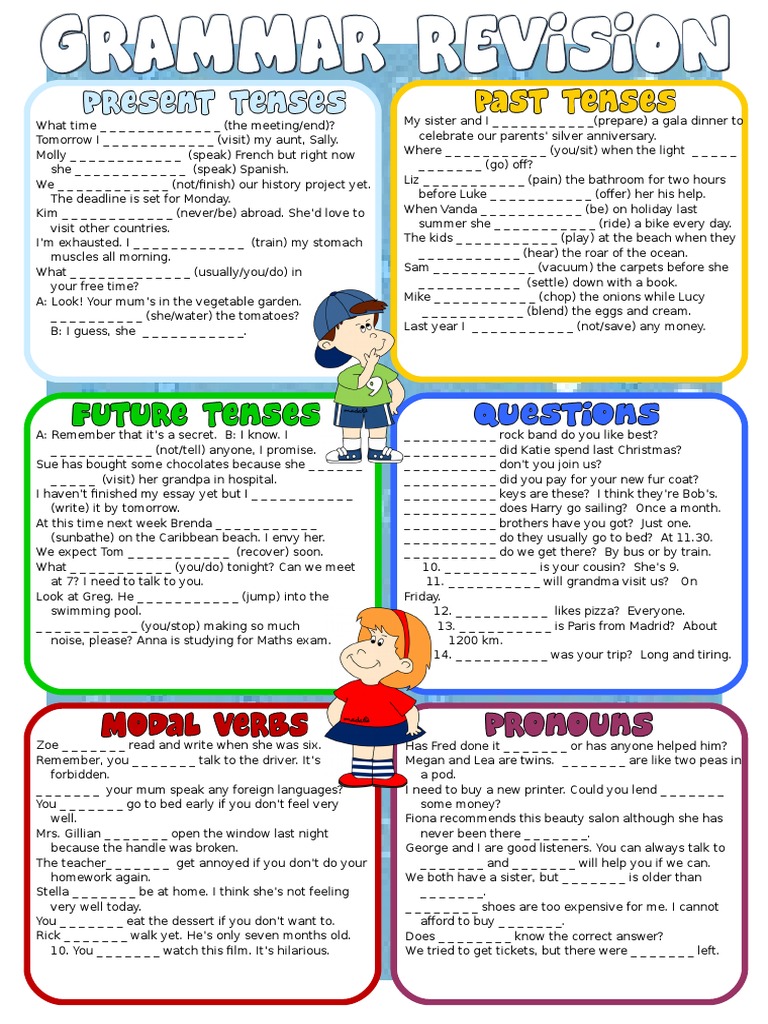 Grammar Revision Present Past Future Tenses Questi Fun Activities Games ...