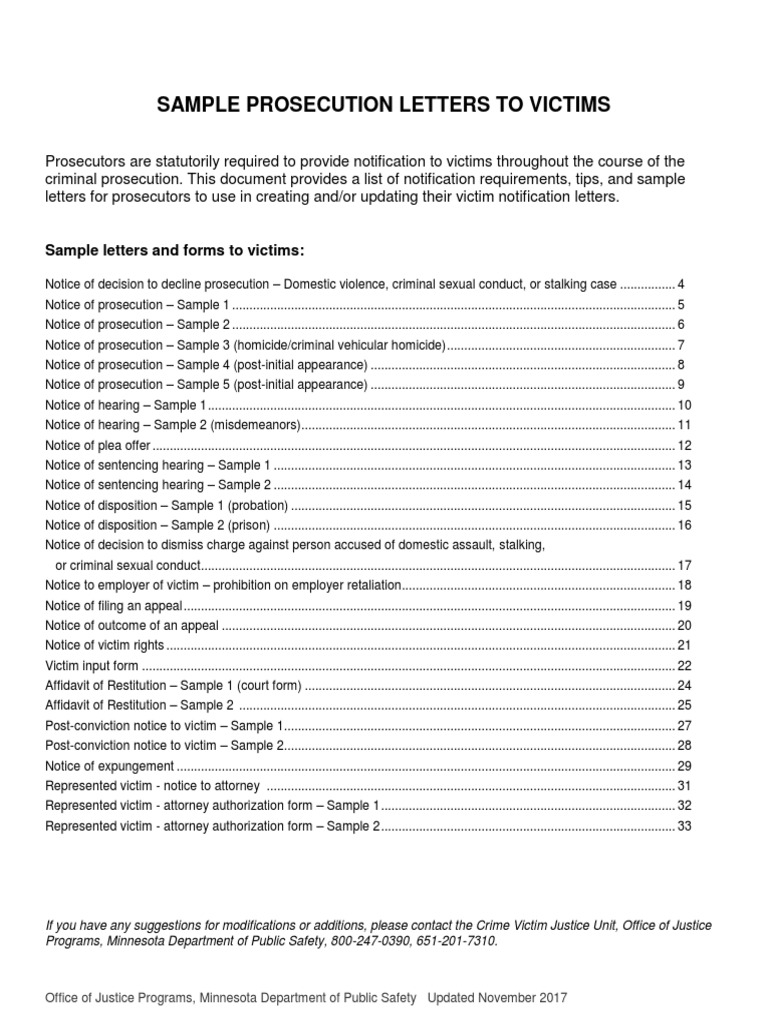 Sample Prosecution Letters | PDF | Victimology | Plea Bargain