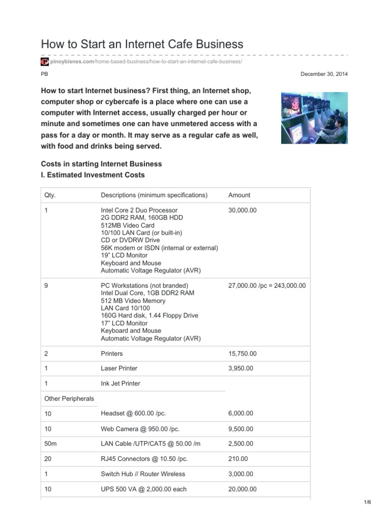 How To Start An Internet Cafe Business | PDF | Personal Computers ...