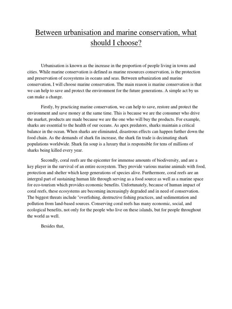 Between Urbanisation and Marine Conservation | PDF | Habitat ...