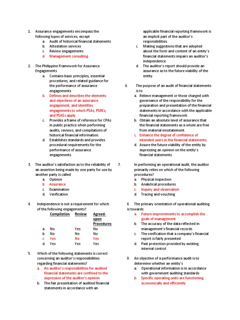 Compilation Review Agreed-Upon Procedures | PDF | Financial Audit ...