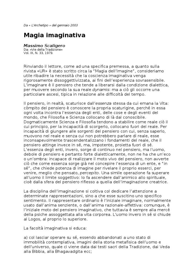 Massimo Scaligero: Magia Imaginativa | PDF