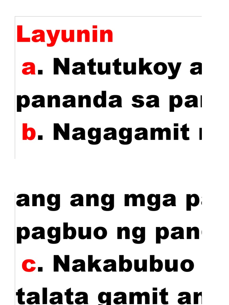 Pananda, Layunin | PDF