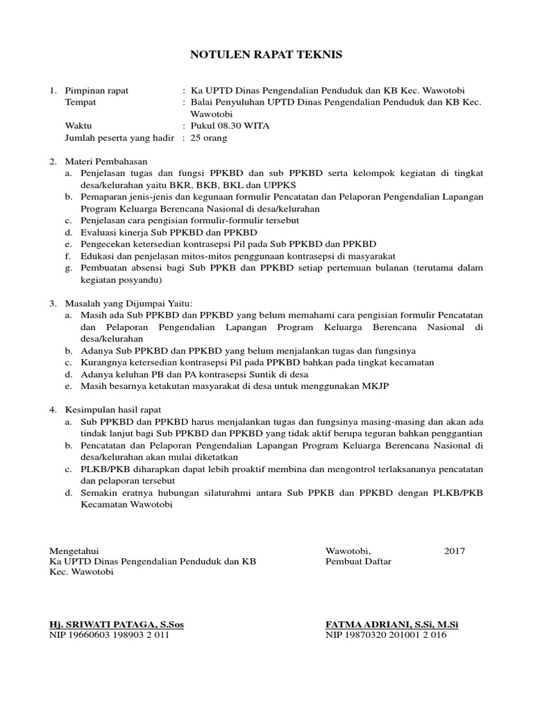 Notulen Rapat PPKBD dan Sub PPKBD | PDF