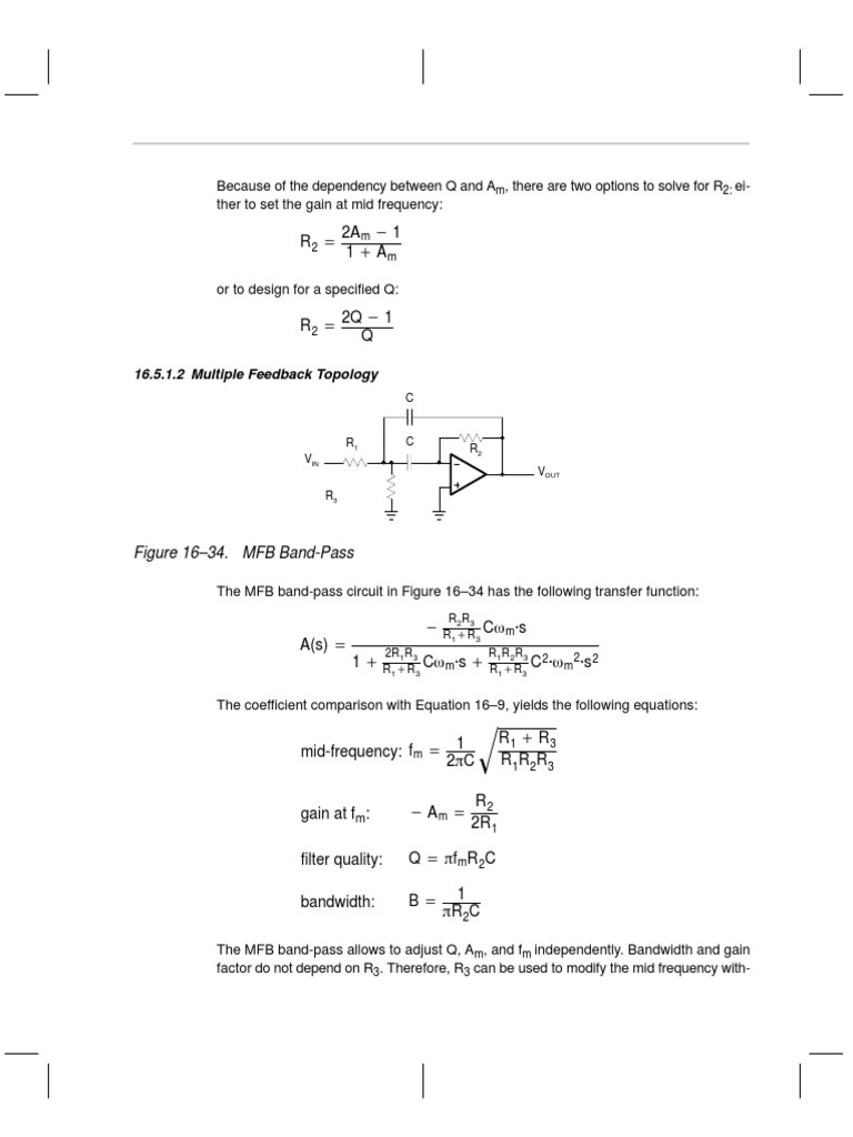 16.5.1.2 Multiple Feedback Topology: Figure 16-34. MFB Band-Pass | PDF