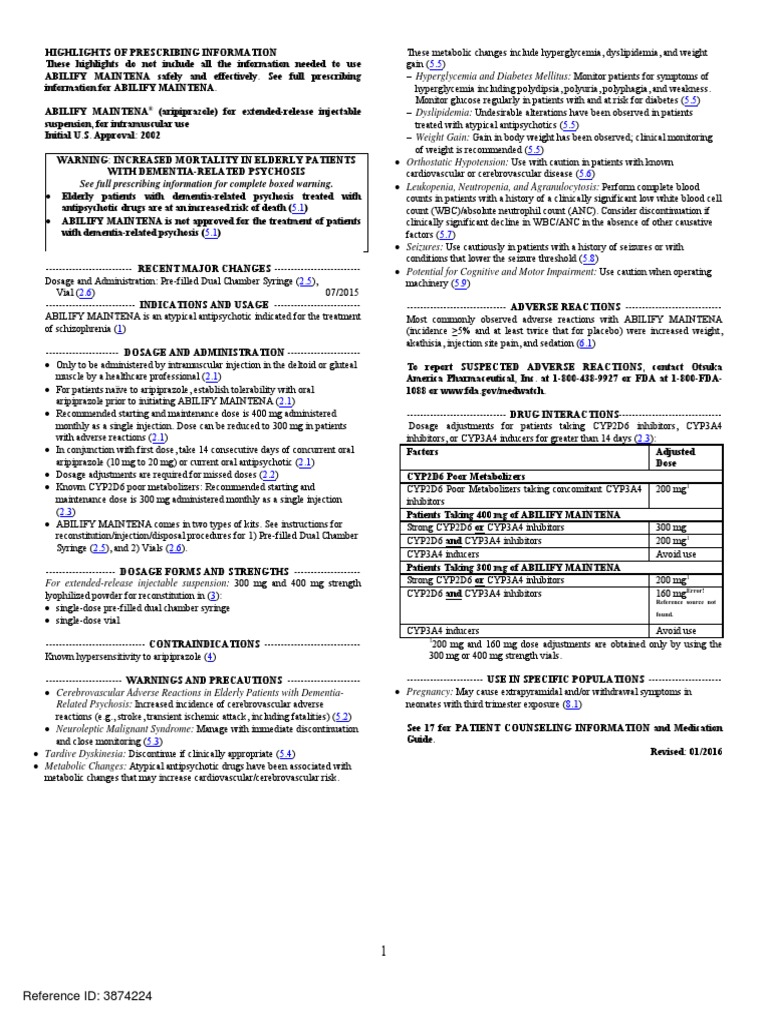 See Full Prescribing Information For Complete Boxed Warning | PDF | Atypical Antipsychotic ...