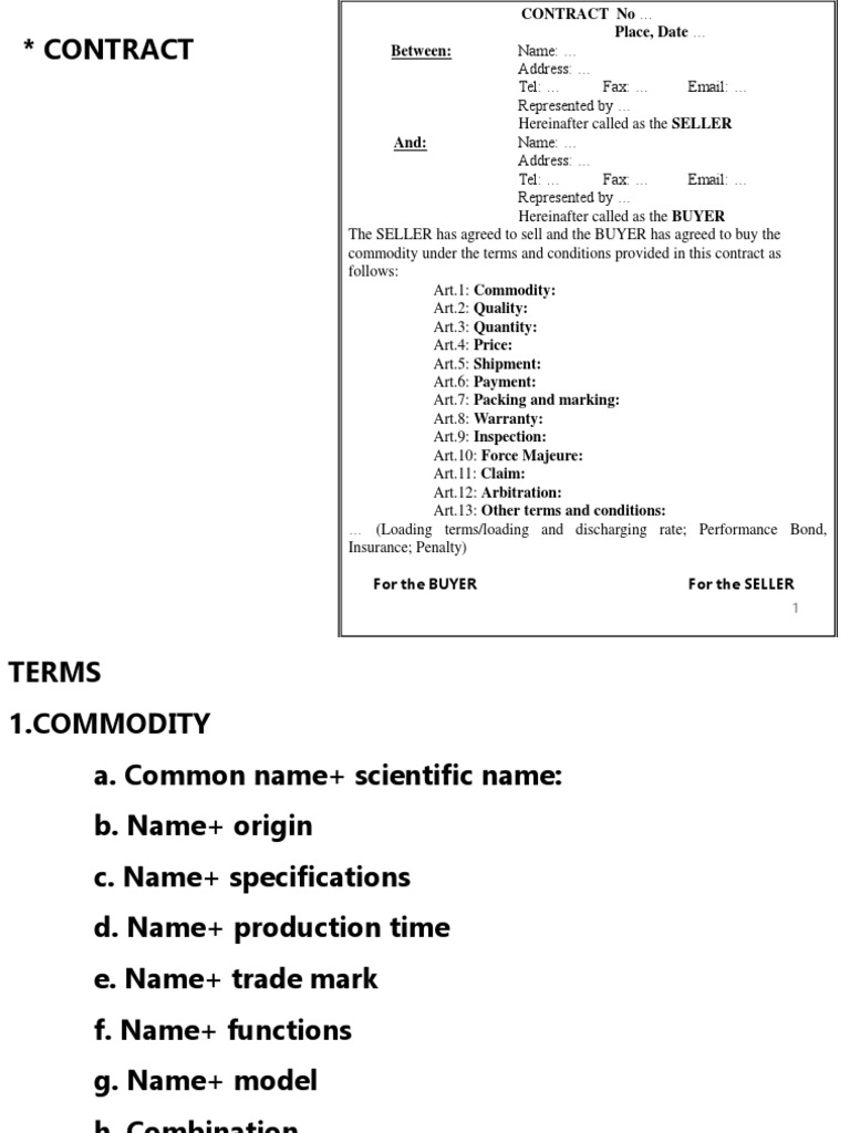 Commodity Sales Contract Template | PDF | Invoice | Shipping Service