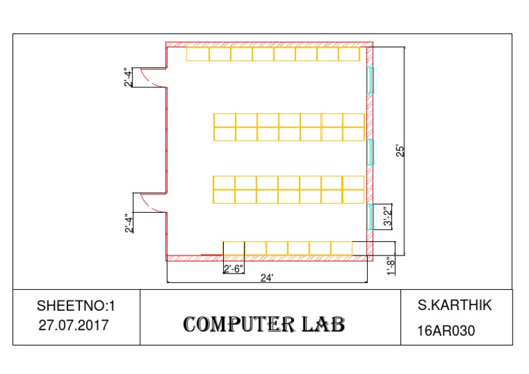 Floor Plan for a Computer Lab Layout with Dimensions | PDF